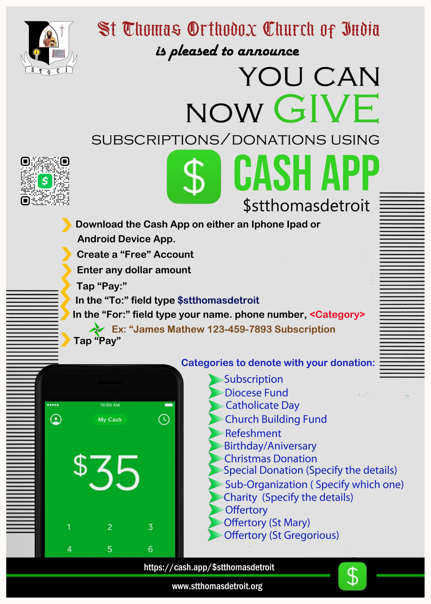 Cash App - St. Thomas Orthodox Church of India